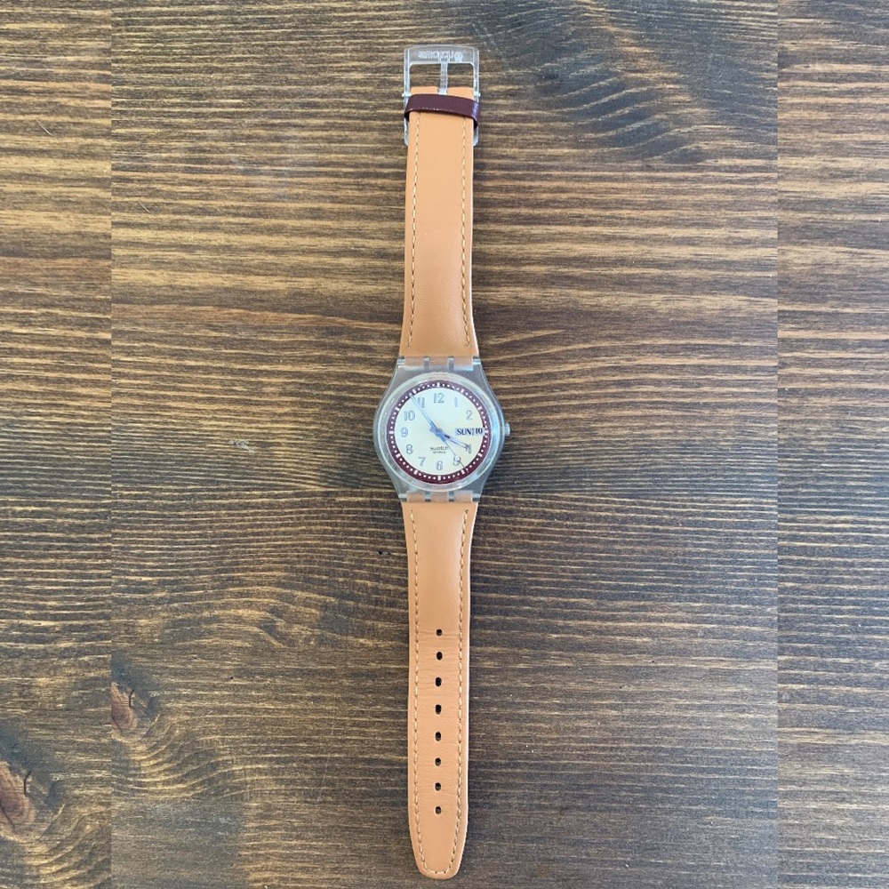 Vintage Swatch Watch Tan Leather - Gem